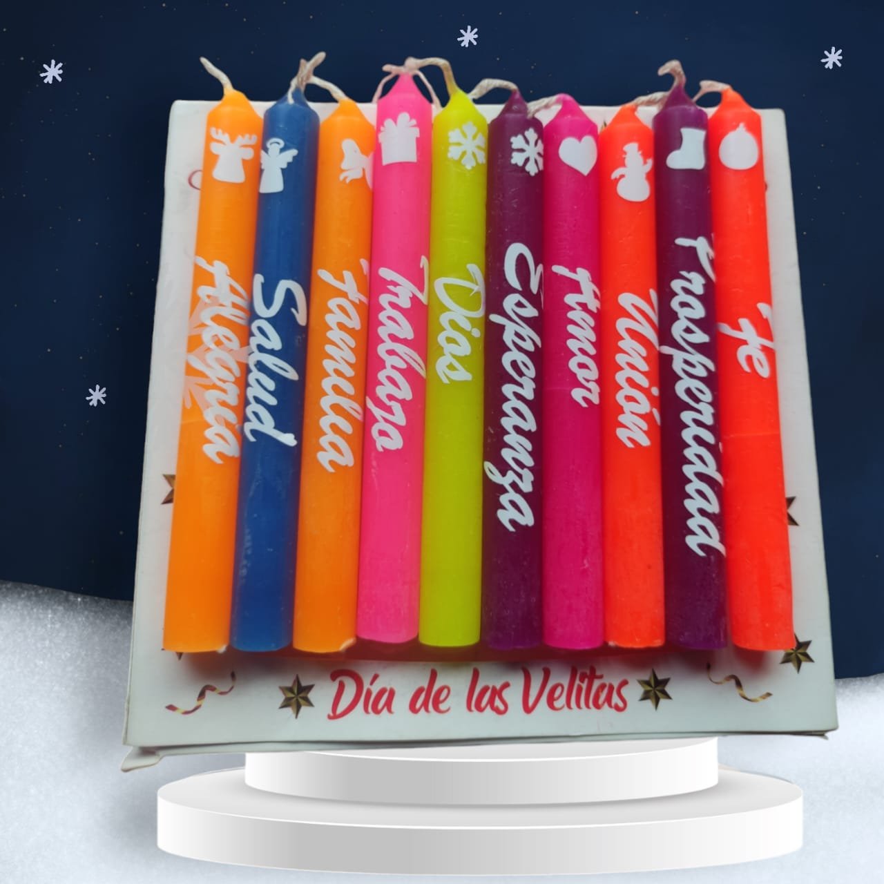kit 10 Velas Deseos + Caja. Especial día de Velitas. – Purpura Custom